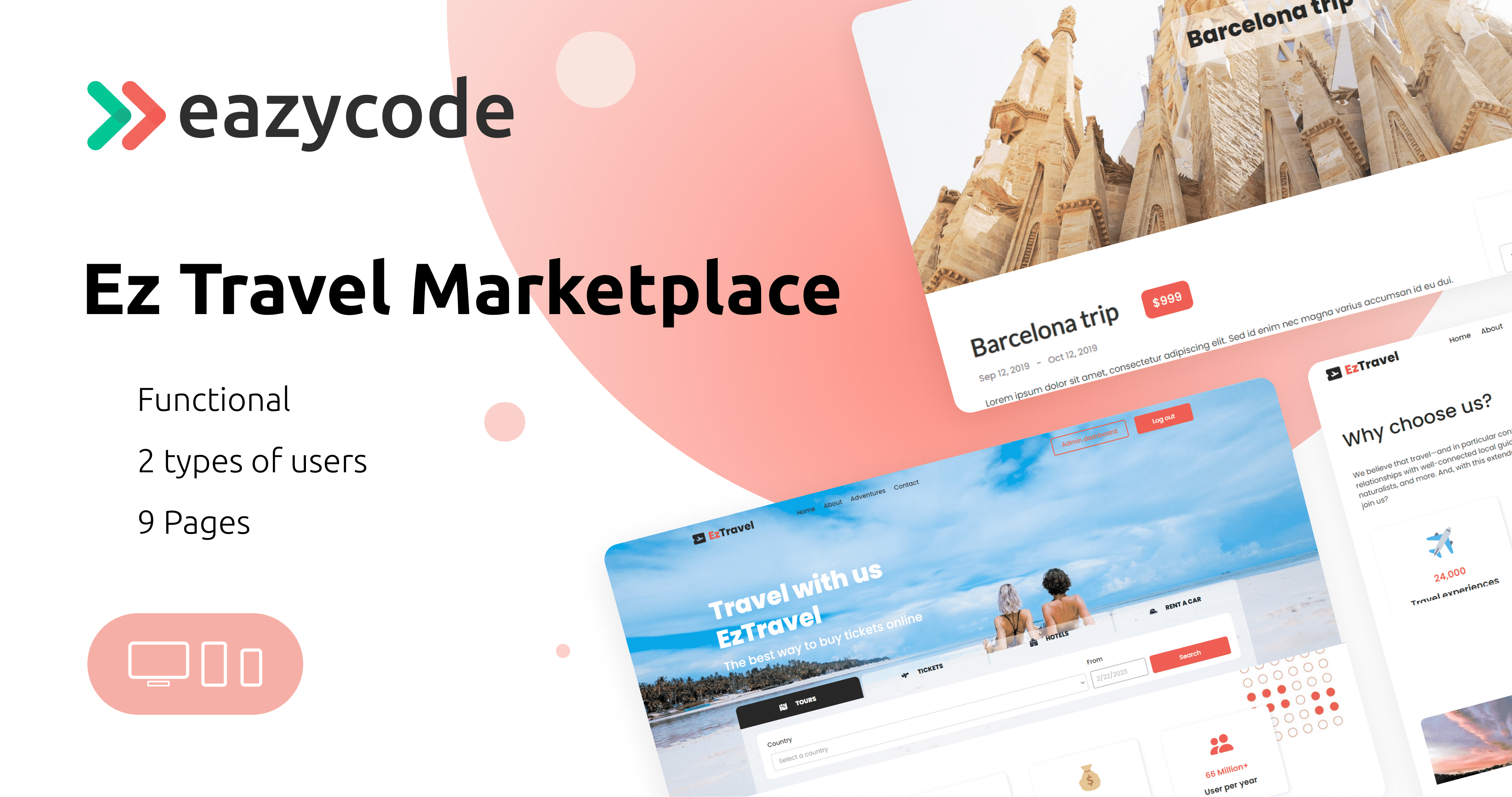 Ez Travel Marketplace template - NoCode Bubble.io Template by EazyCode - NoCode Agency